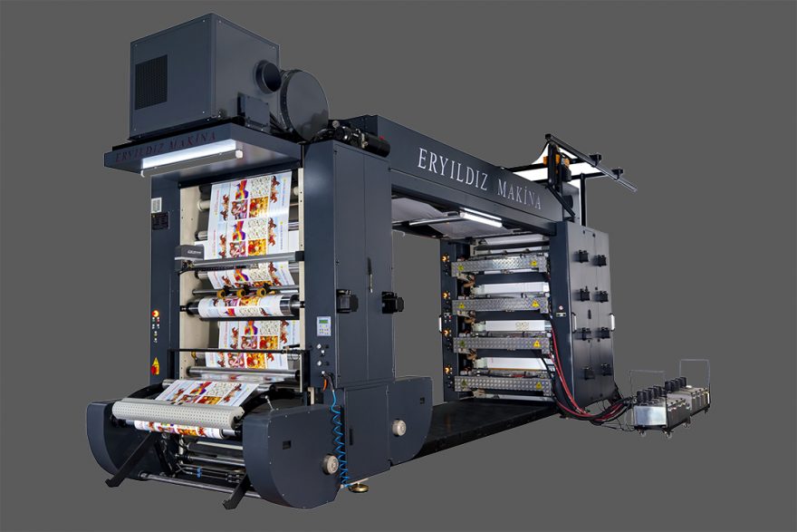 EYM 8 RENK STACK TİP FLEXO BASKI MAKİNASI – Eryıldız Makina